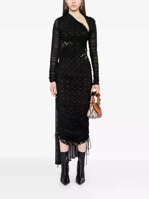 MARINE SERRE Crescent Moon Print Draped Dress