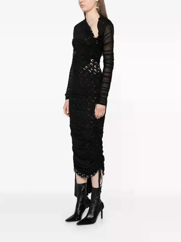 MARINE SERRE Crescent Moon Print Draped Dress