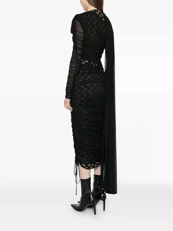 MARINE SERRE Crescent Moon Print Draped Dress