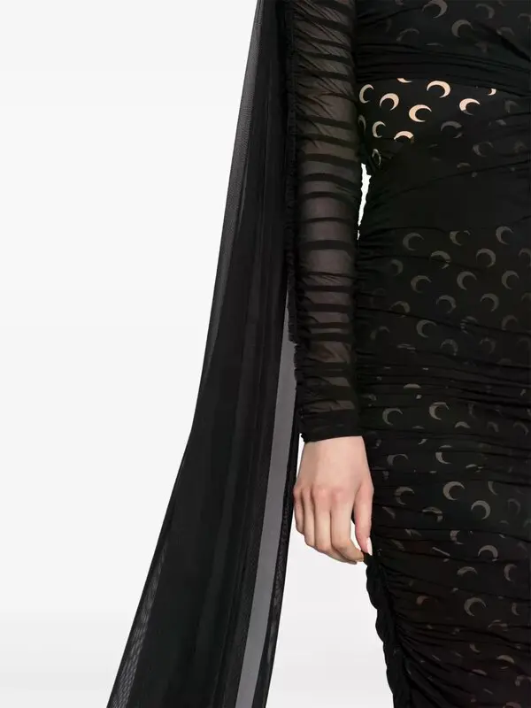 MARINE SERRE Crescent Moon Print Draped Dress