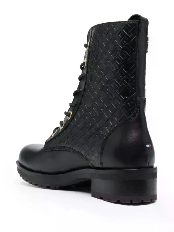 Tommy Hilfiger Monogram-embossed Biker Boots