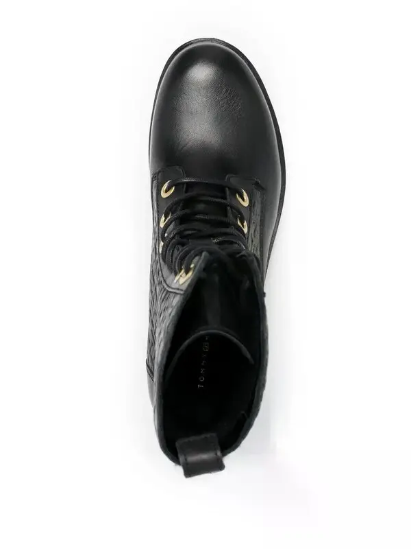 Tommy Hilfiger Monogram-embossed Biker Boots