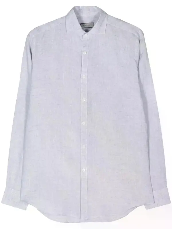 Canali Spread-collar Long-sleeve Shirt