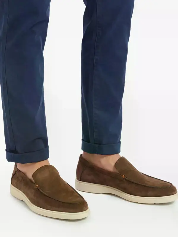 Santoni Almond-toe Suede Loafers