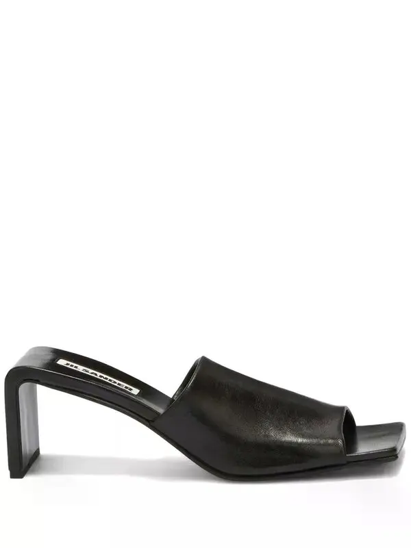 JIL SANDER Square Open-toe Leather Mules