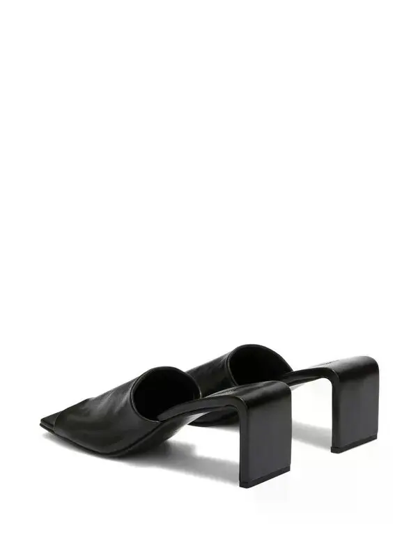 JIL SANDER Square Open-toe Leather Mules