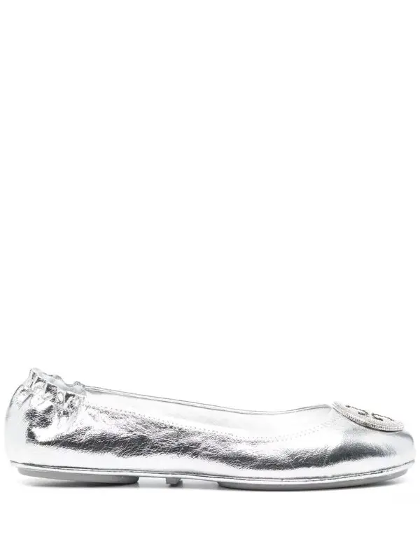 Tory Burch Minnie Travel Ballet Flats - Silver