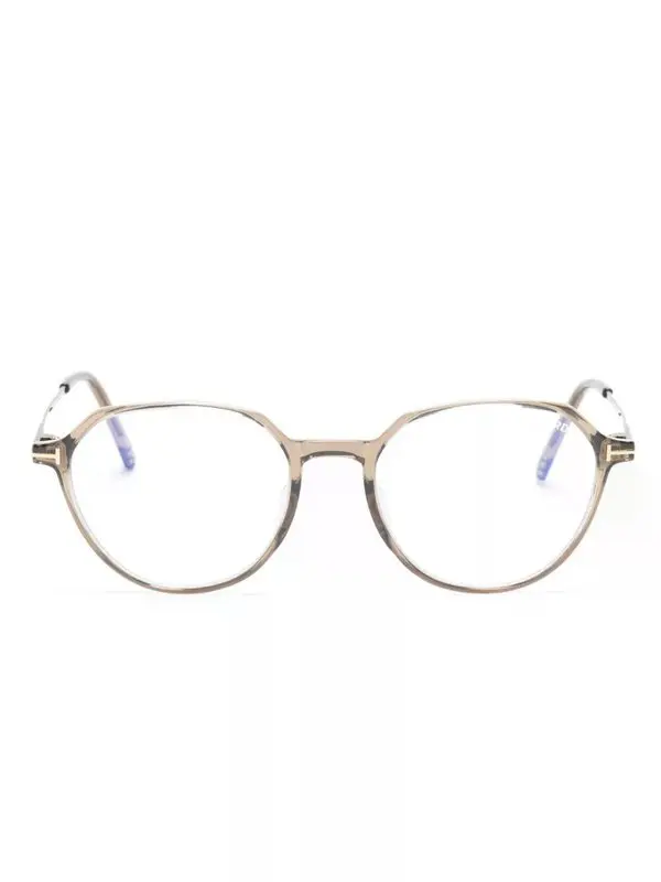 TOM FORD T-logo Round-frame Glasses - Brown