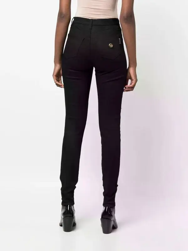 Philipp Plein Biker High-waisted Skinny Jeans - Black