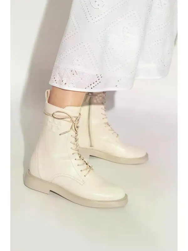 Tory Burch Logo-embossed Leather Boots - Neutrals