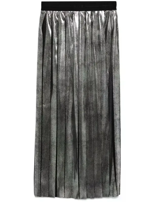 MSGM Pleated Metallic Midi Skirt