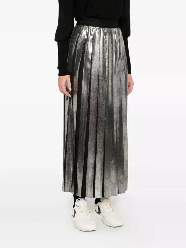 MSGM Pleated Metallic Midi Skirt