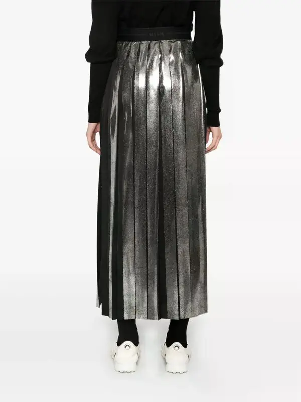 MSGM Pleated Metallic Midi Skirt