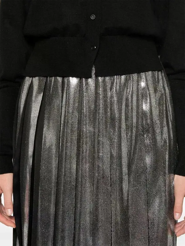 MSGM Pleated Metallic Midi Skirt