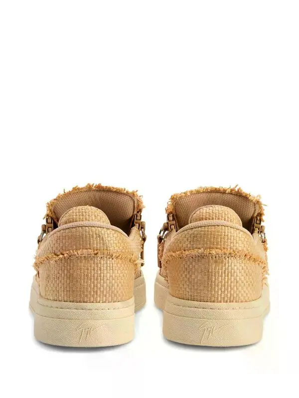 GIUSEPPE ZANOTTI Frayed-detail Lace-up Sneakers - Neutrals