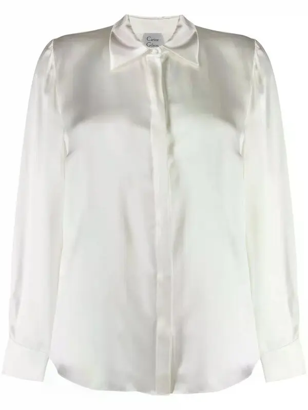 Carine Gilson Long-sleeve Silk-satin Shirt - White