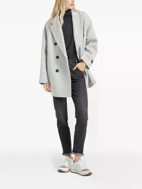 Brunello Cucinelli Cashmere Double-breasted Coat - Grey