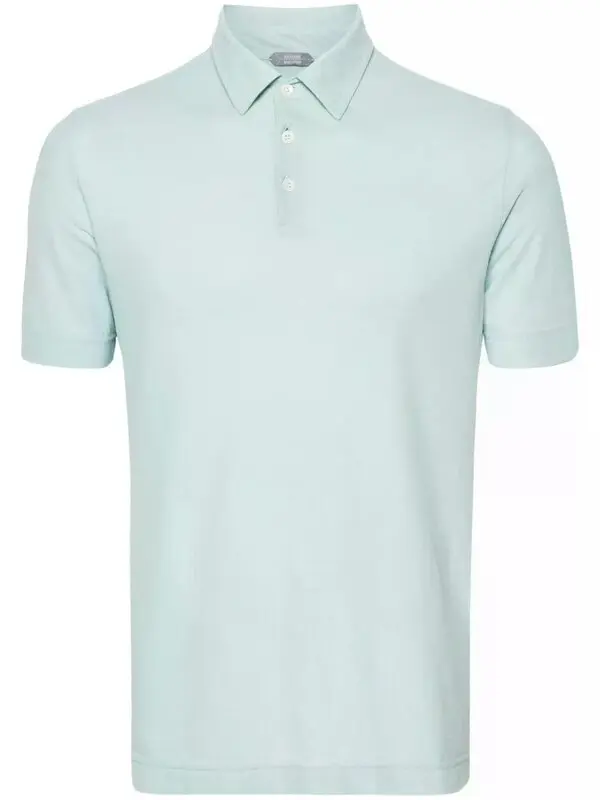 ZANONE Short-sleeve Cotton Polo Shirt - Blue