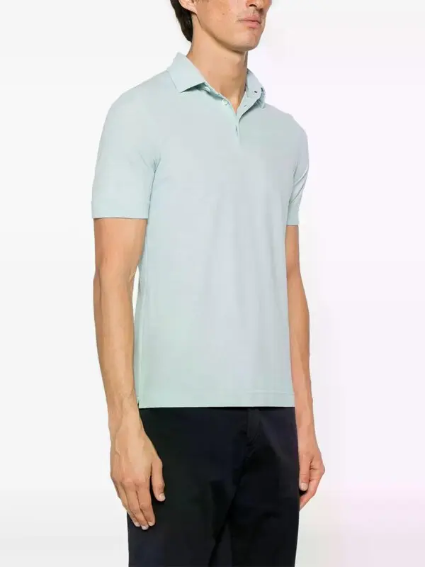 ZANONE Short-sleeve Cotton Polo Shirt - Blue