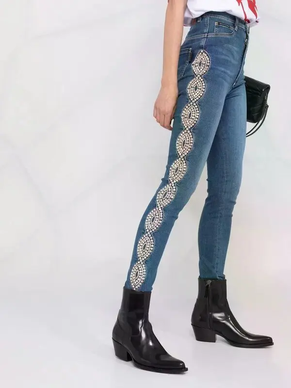 Philipp Plein Crystal-embellished High-waist Jeggings