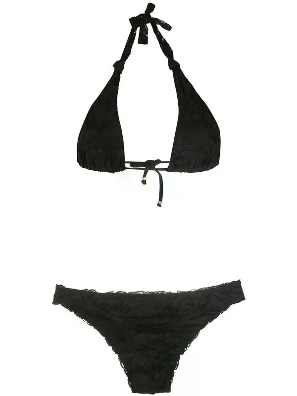 AMIR SLAMA Textured Triangle Bikini Set - Black