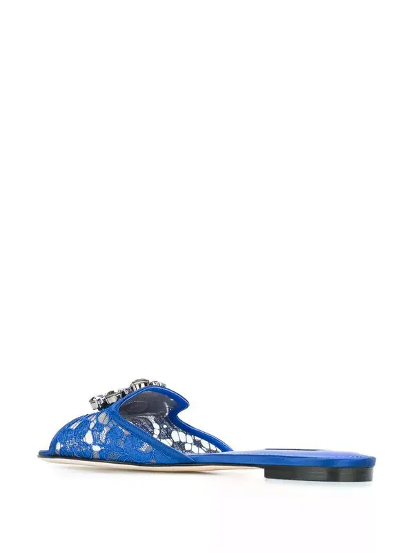 Dolce & Gabbana Bianca Gem Embellished Lace Sandals - Blue
