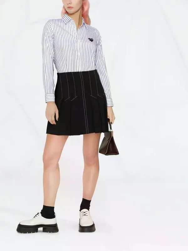 Play Comme Des Garcon Heart Logo Striped Shirt