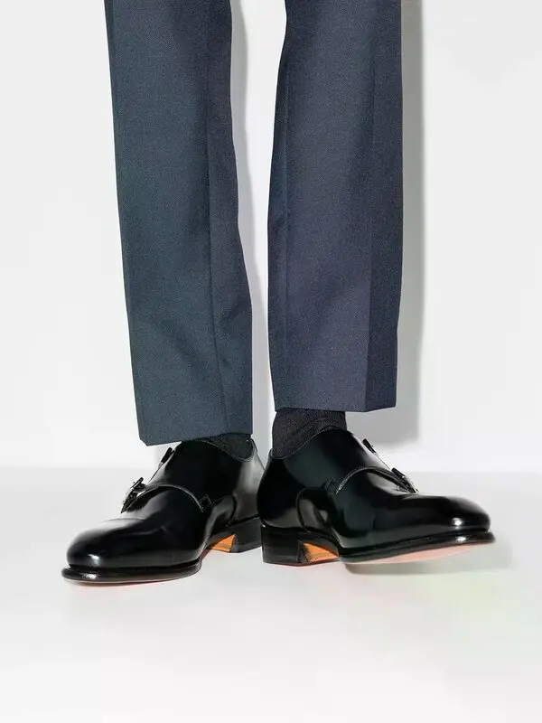 Santoni Carter Leather Monk Shoes