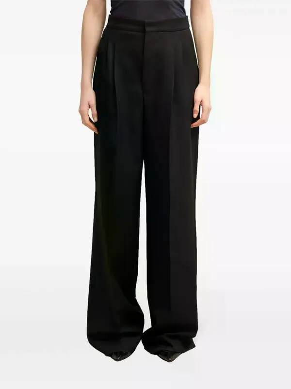 AMI Paris Wide-leg Wool Trousers - Black