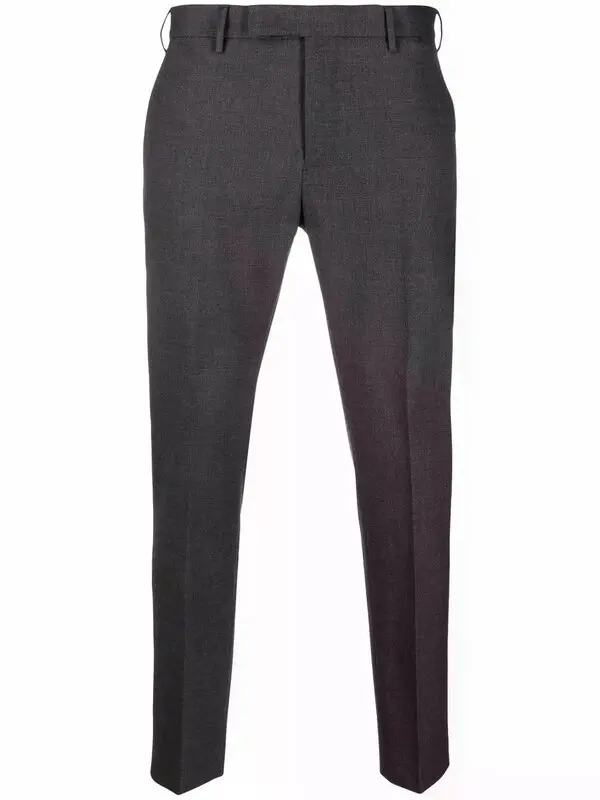 PT TORINO Pressed-crease Tailored Trousers With Charm Detail - Grey
