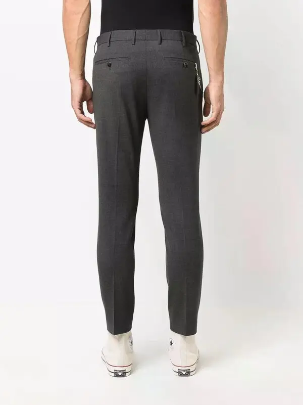 PT TORINO Pressed-crease Tailored Trousers With Charm Detail - Grey