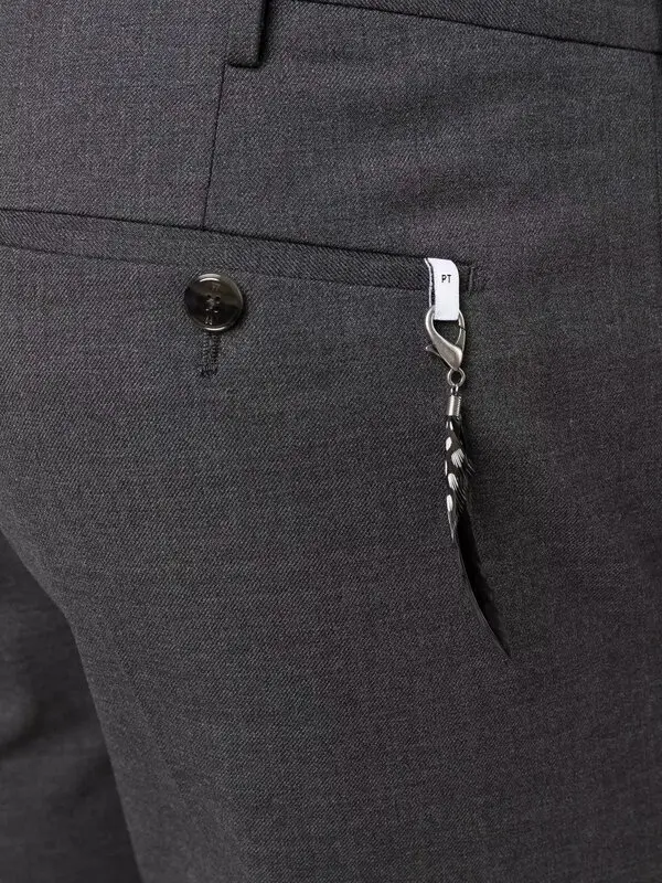 PT TORINO Pressed-crease Tailored Trousers With Charm Detail - Grey