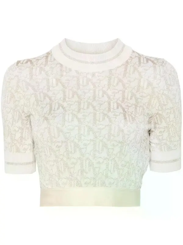 Palm Angels Monogram-jacquard Knitted Crop Top