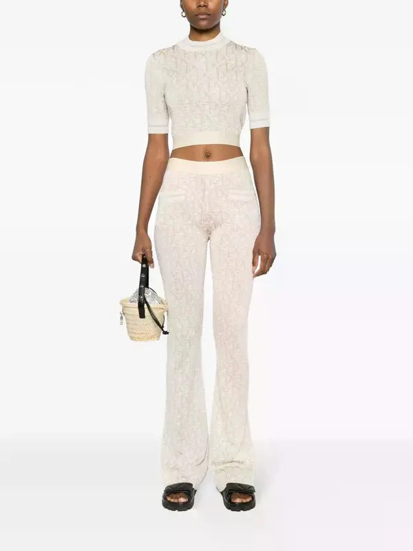 Palm Angels Monogram-jacquard Knitted Crop Top
