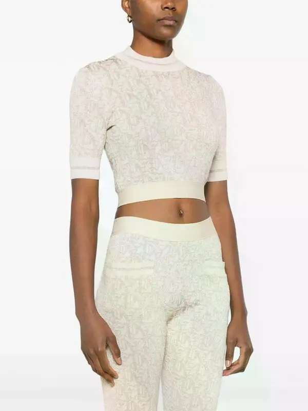 Palm Angels Monogram-jacquard Knitted Crop Top
