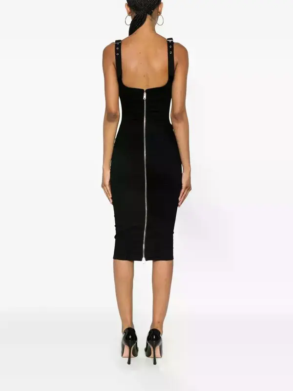 MUGLER Paneled Denim Midi Dress - Blue