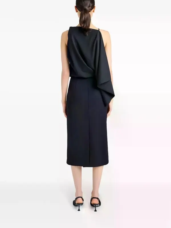 Proenza Schouler Elena Draped Gabardine Dress - Black