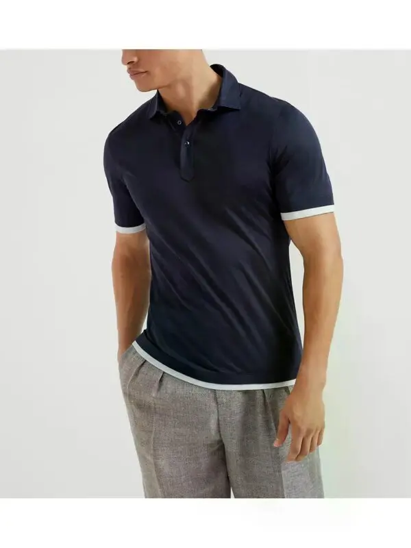Brunello Cucinelli Jersey Polo Shirt - Blue