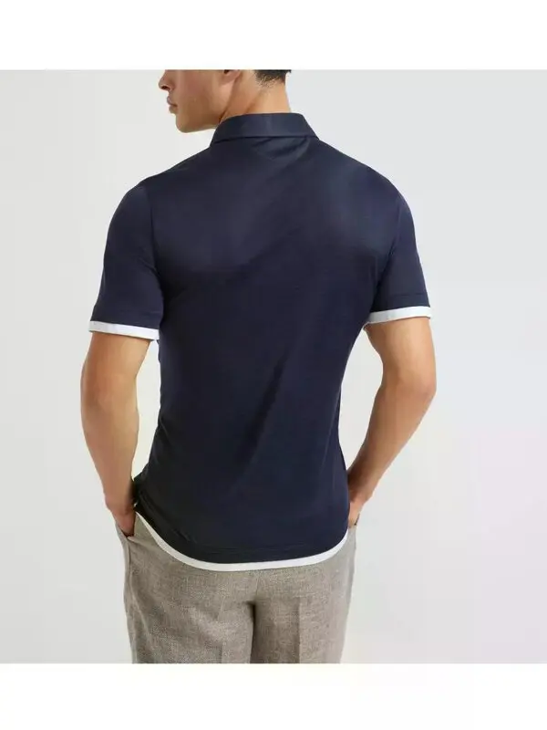 Brunello Cucinelli Jersey Polo Shirt - Blue
