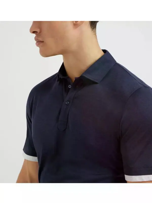 Brunello Cucinelli Jersey Polo Shirt - Blue