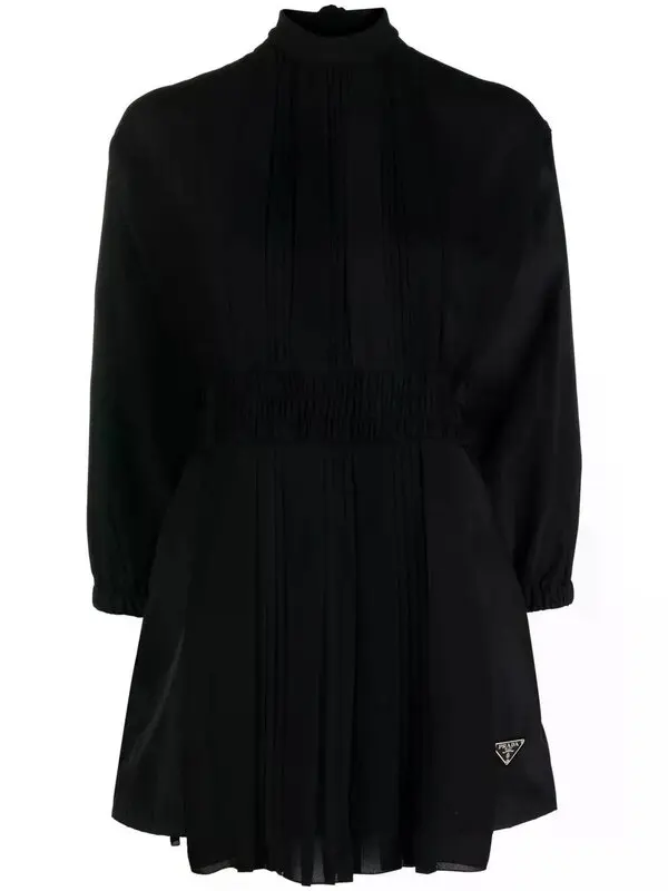 Prada Pleated High-neck Playsuit - Black