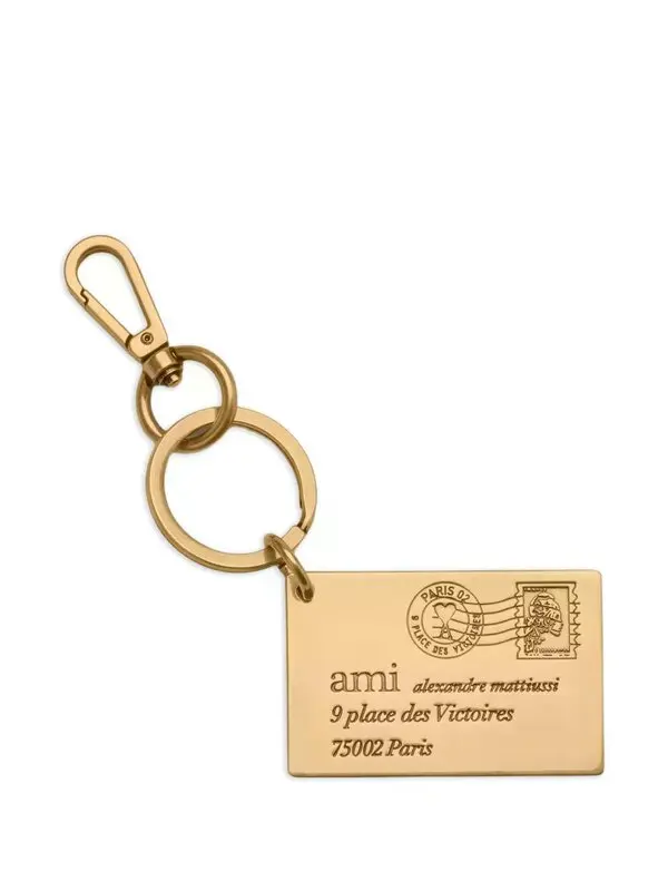 AMI Paris Enveloppe Logo-debossed Keyring - Gold
