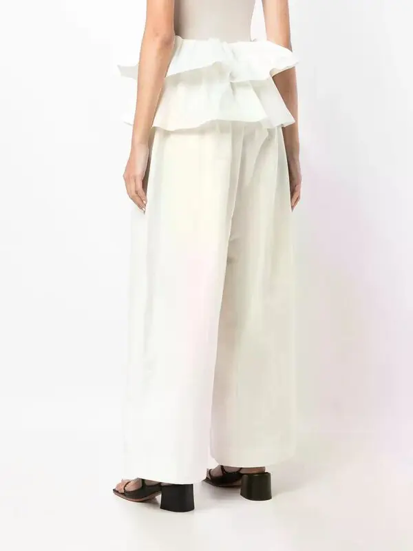 Goen.j High-waisted Ruffled Trousers - White