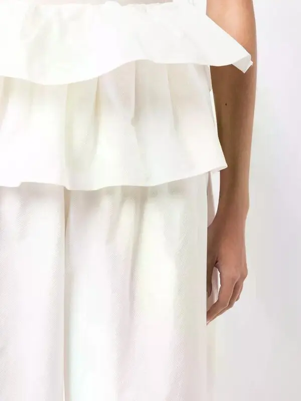 Goen.j High-waisted Ruffled Trousers - White