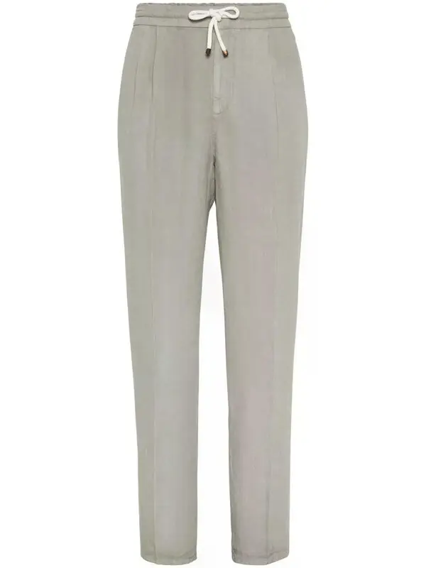Brunello Cucinelli Tapered Trousers With Drawstring Waist - Grey