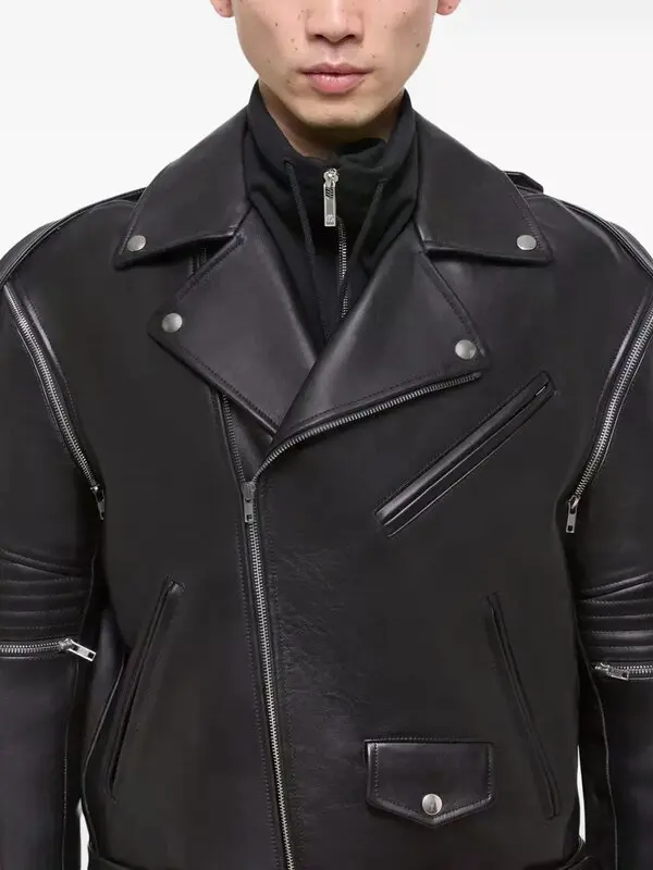 Helmut Lang Belted Leather Biker Jacket