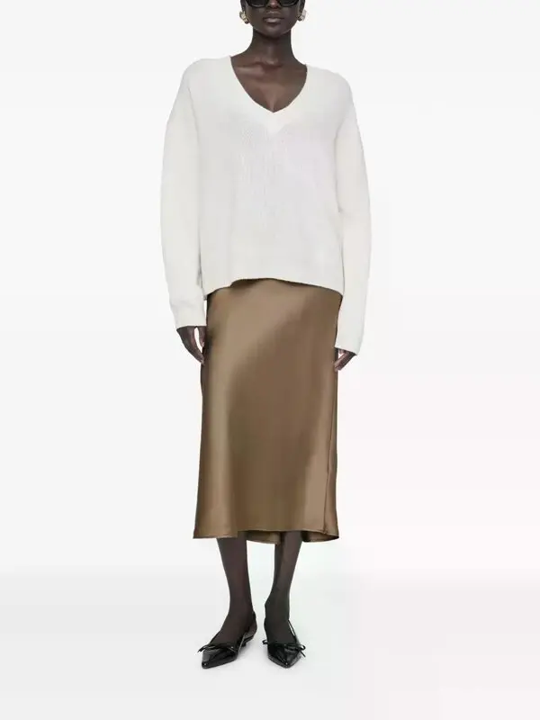 ANINE BING Bar Silk Midi Skirt