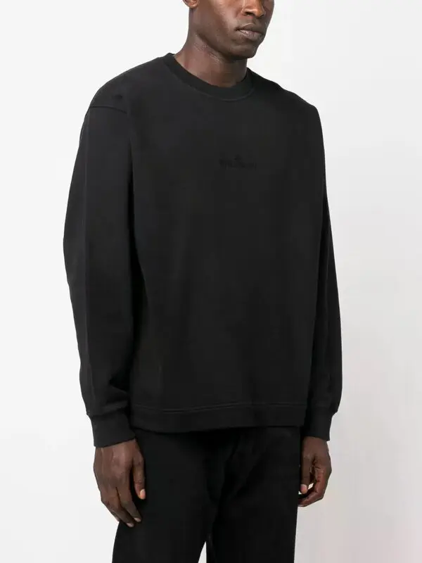 Stone Island Logo-embroidered Cotton Sweatshirt - Black