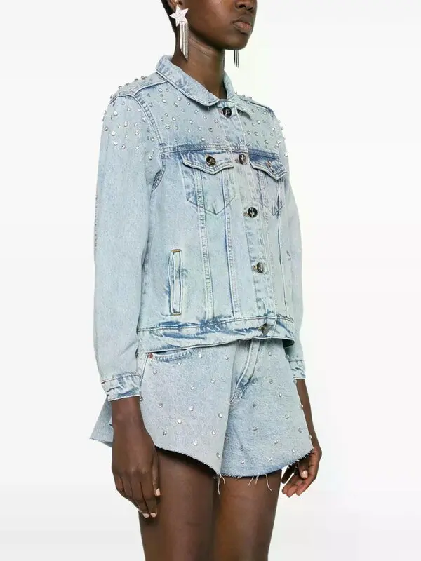 ANA RADU Crystal-embellished Denim Jacket