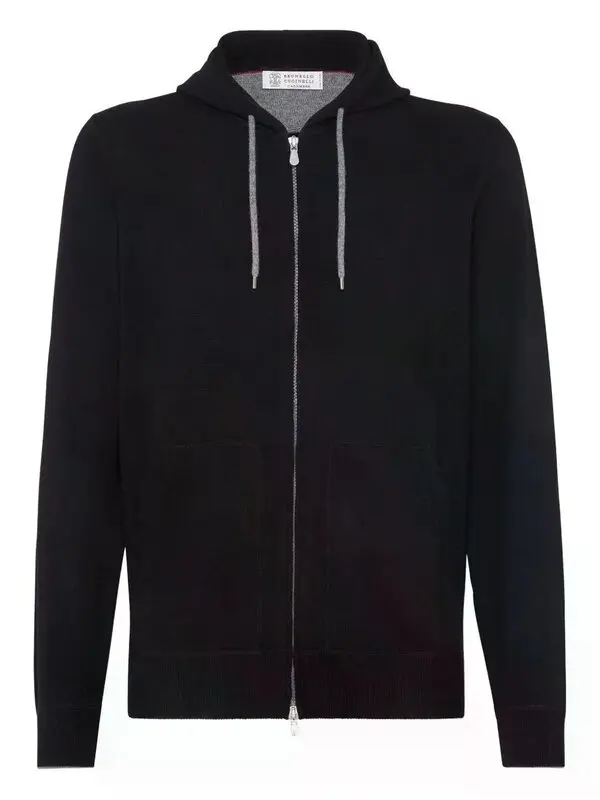 Brunello Cucinelli Zip-front Cashmere Hoodie - Black